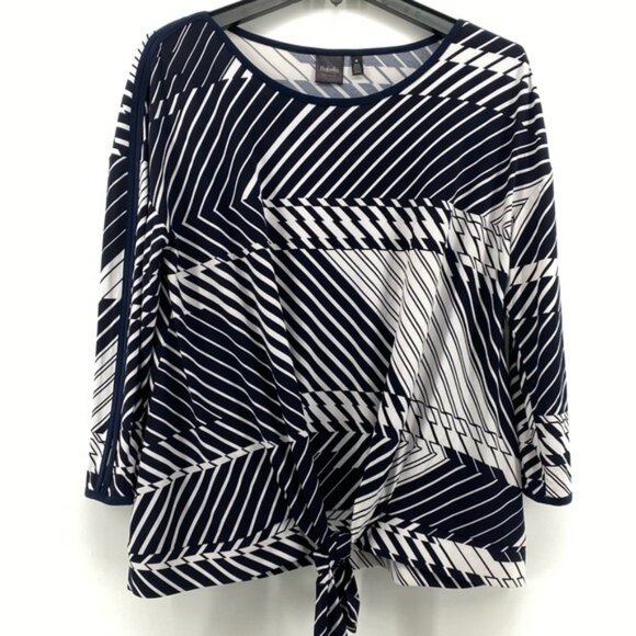 Rafaella | Tops | Rafaella Womens Navy White Design Blouse | Poshmark